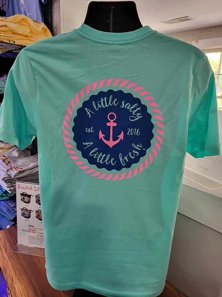 Peppermint Cotton T-Shirt with A Little Salty...A Little Fresh Logo ...